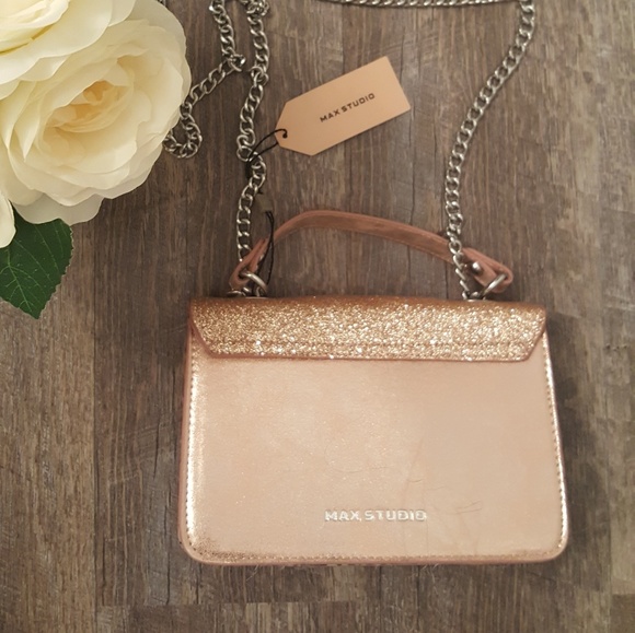 Max Studio | Bags | New Max Studio Rose Gold Glitter Crossbody Bag Nwt ...